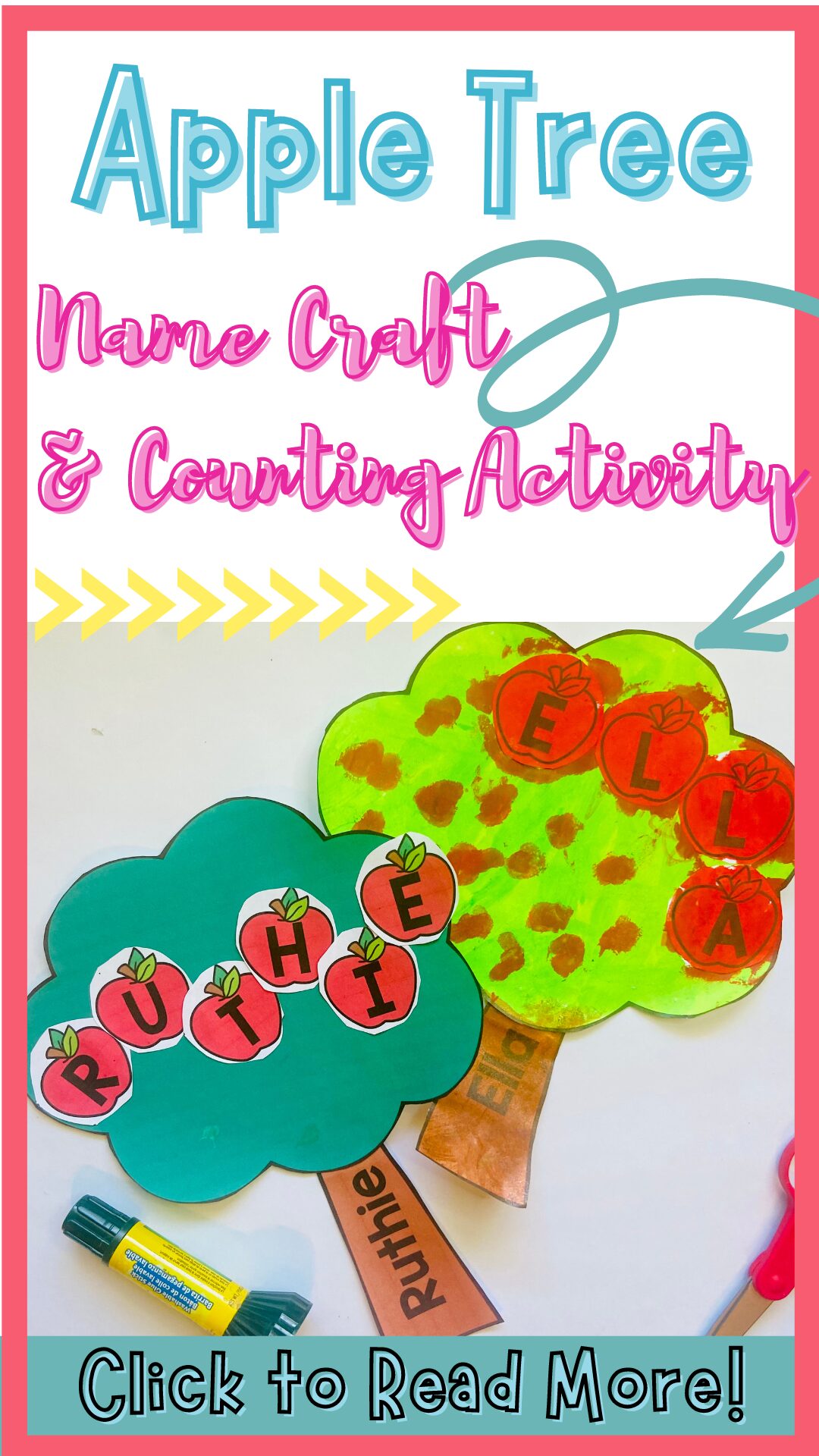 Easy and Fun Apple Tree Name Craft and Counting Activity - The Crafty ...