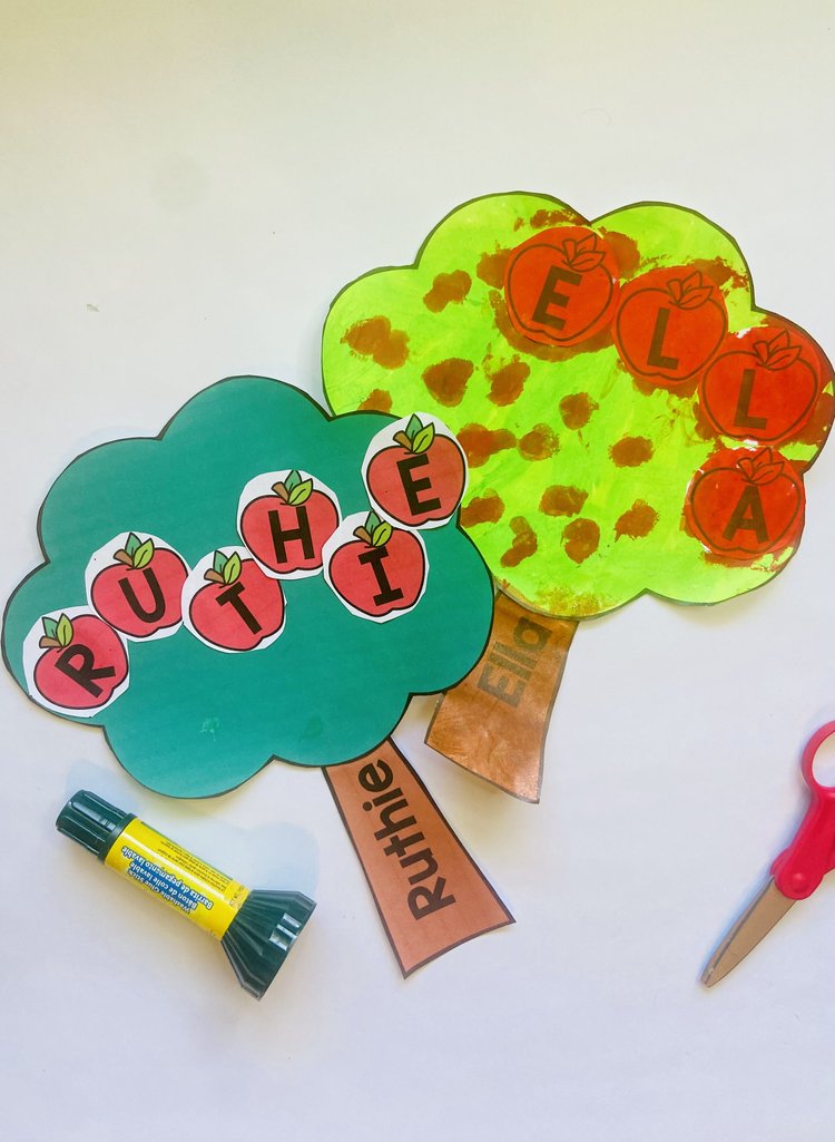 Easy and Fun Apple Tree Name Craft and Counting Activity - The Crafty ...